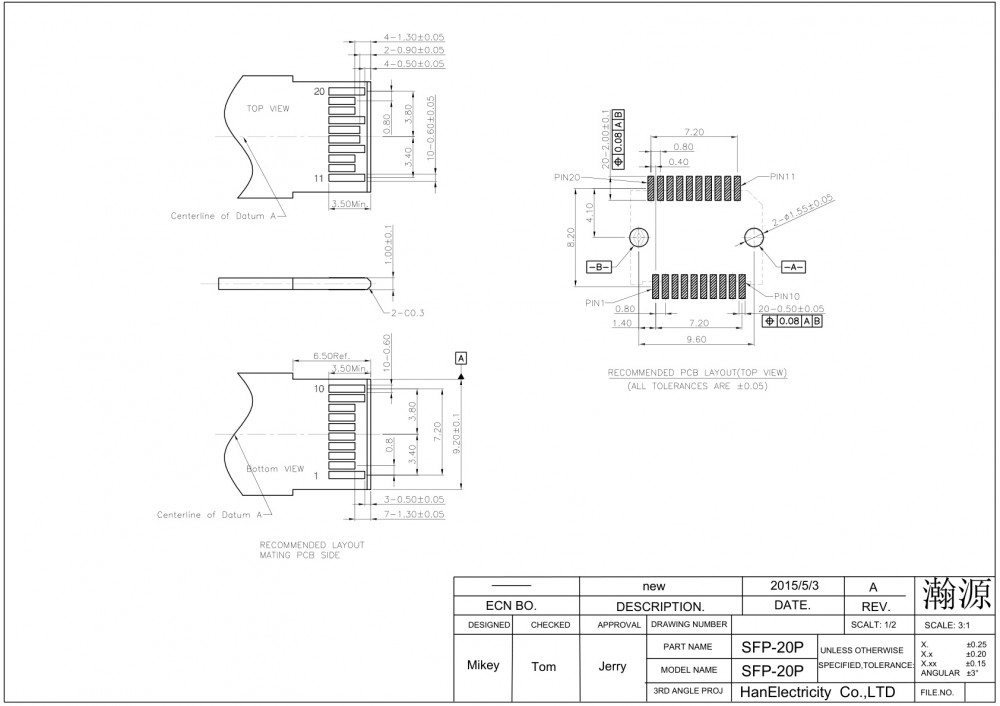 SFP-20P recommended PCB layout