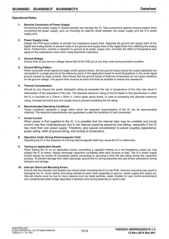 BU4066BCFV-E2 datasheet page 10