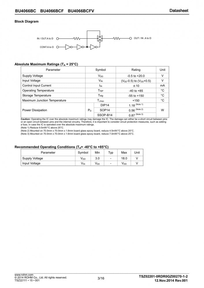 BU4066BCFV-E2 datasheet page 3