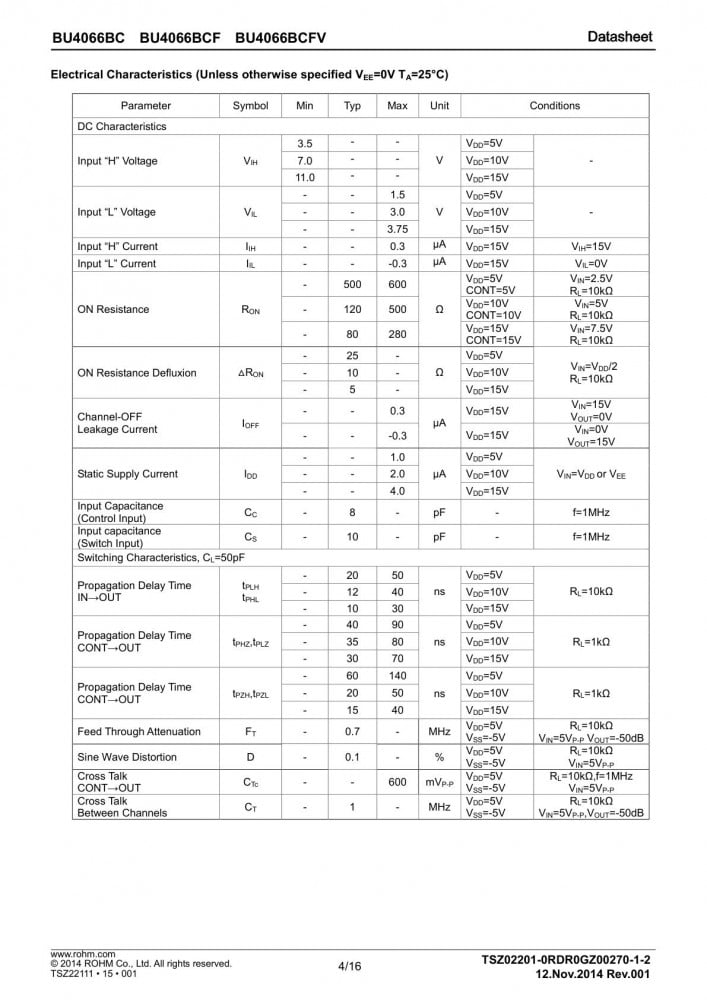 BU4066BCFV-E2 datasheet page 4