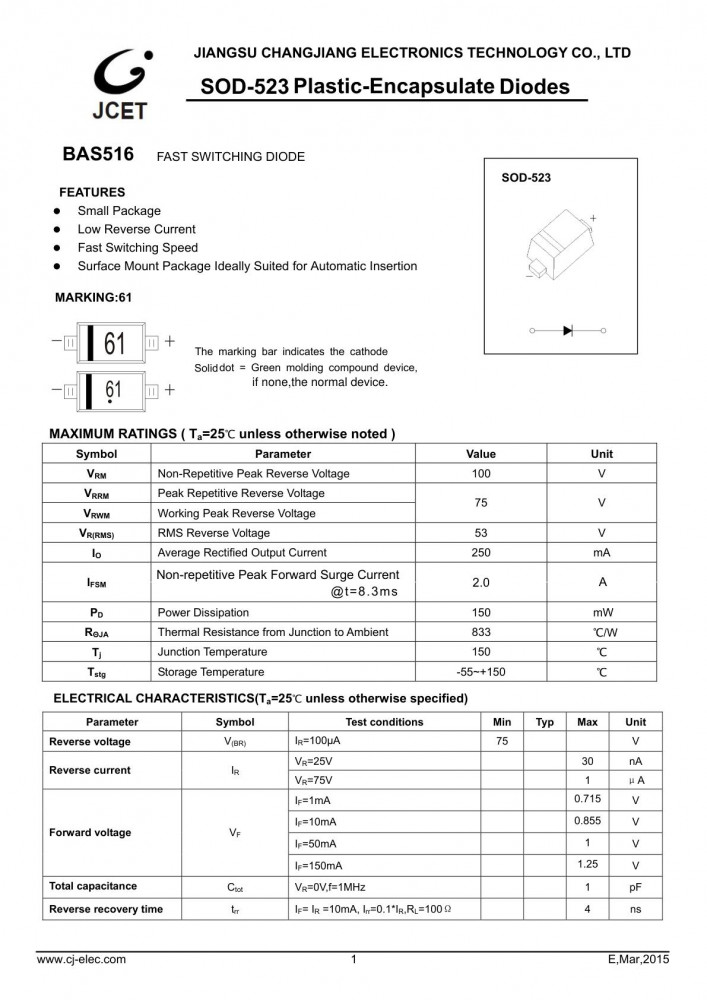 BAS516 datasheet page 1