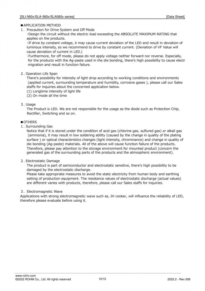 ROHM SLI-560UT3F document page 10