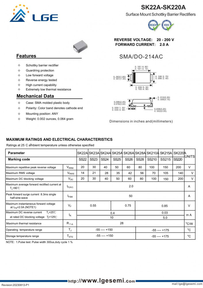 LGE SK24A datasheet page 1