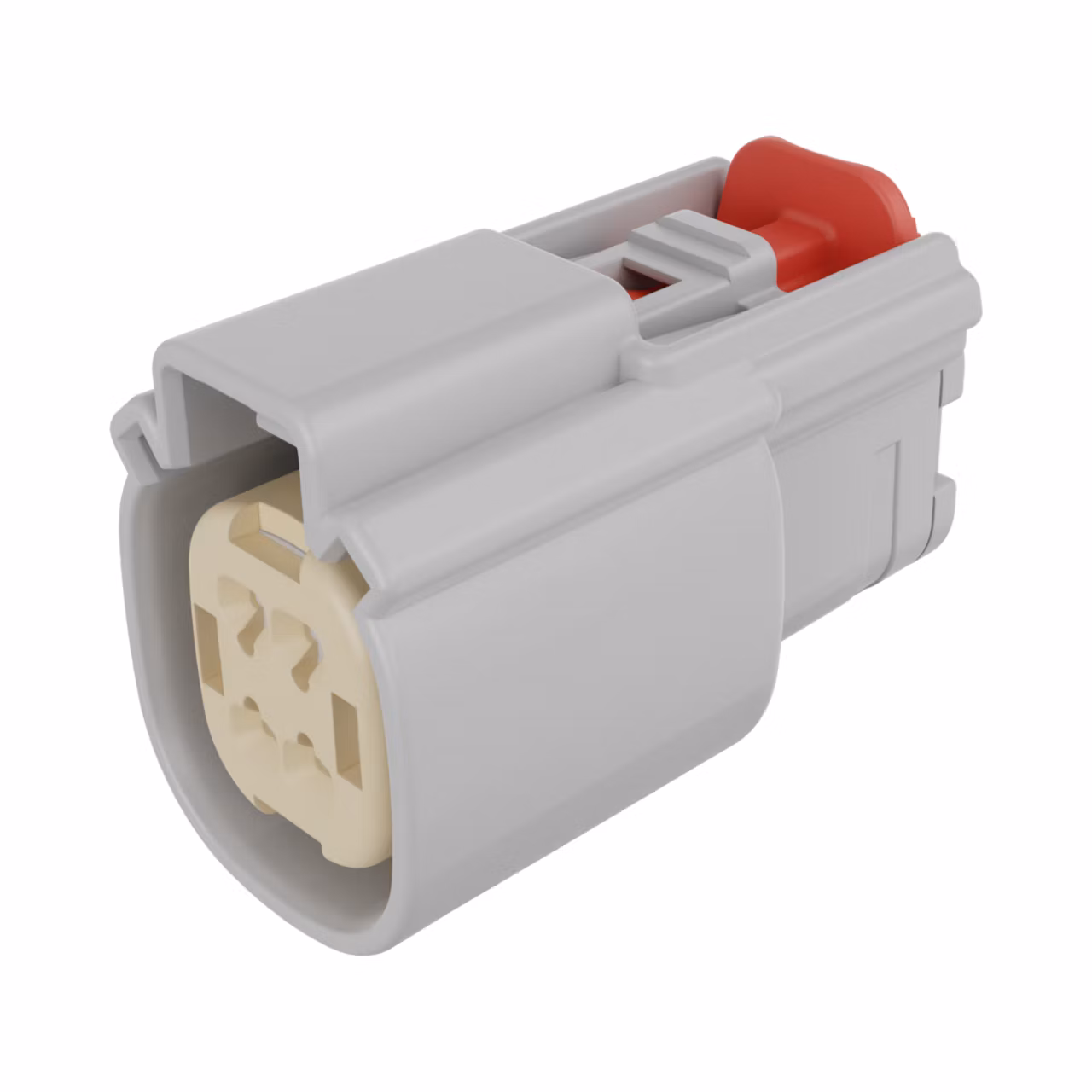 MX150 Mat-Sealed Female Connector Assembly, Dual Row, 4 Circuits, Keying Option D, with Connector Position Assurance, with Open Standard Grommet Cap, Stone Gray for sale
