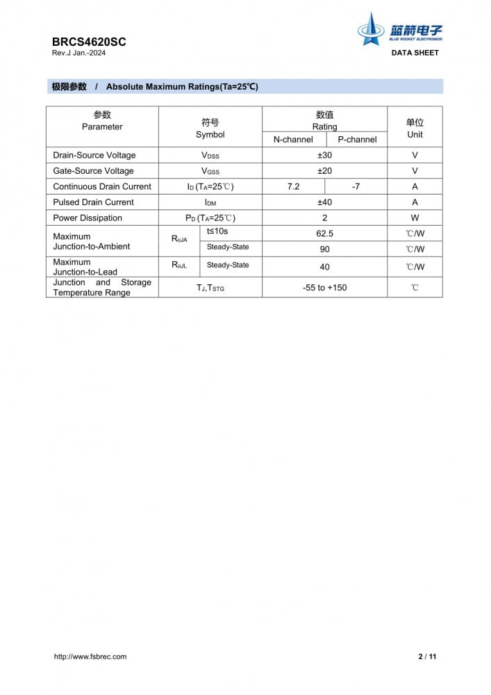 BRCS4620SC datasheet page 2