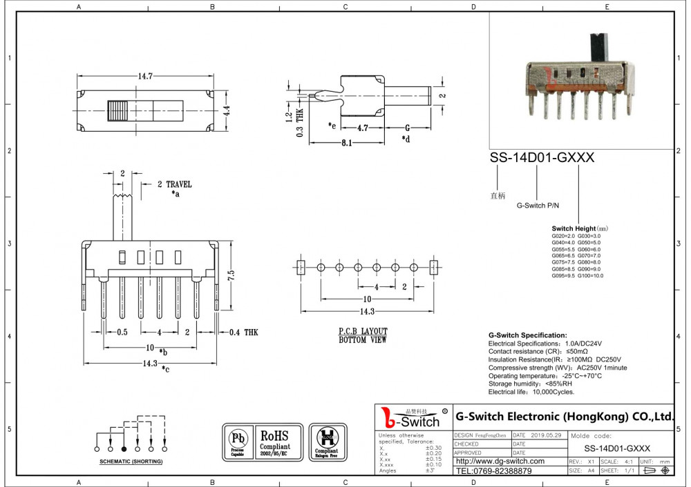 SS-14D01-G030 technical drawing and specification image