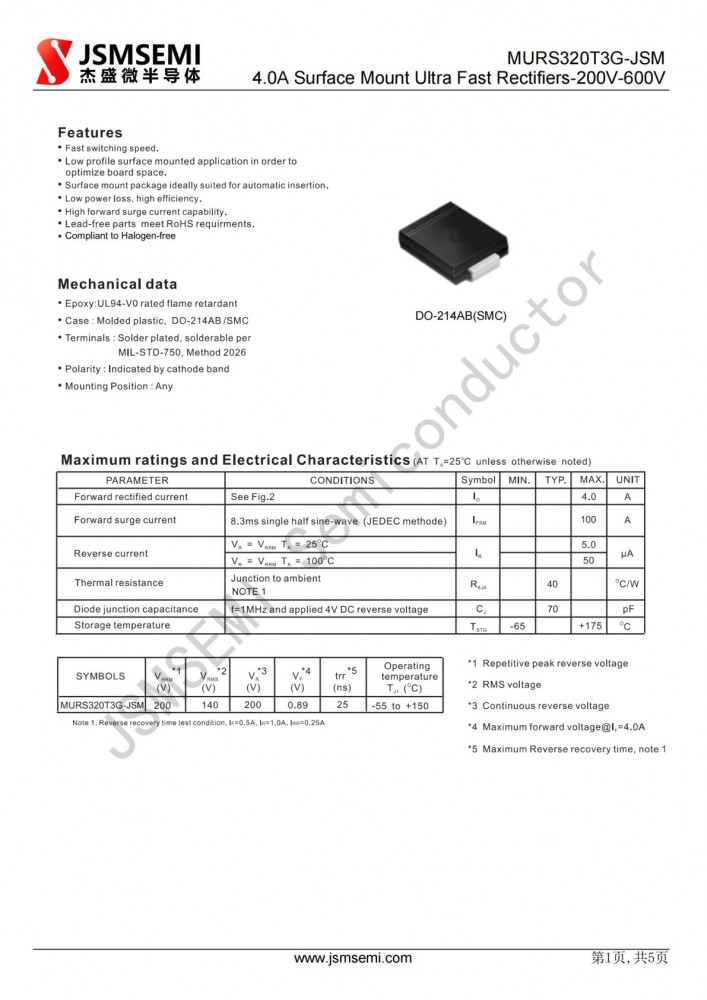MURS320T3G-JSM datasheet page 1
