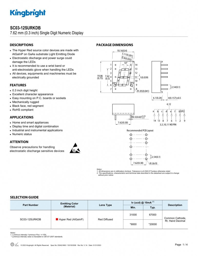 SC03-12SURKDB datasheet page 1