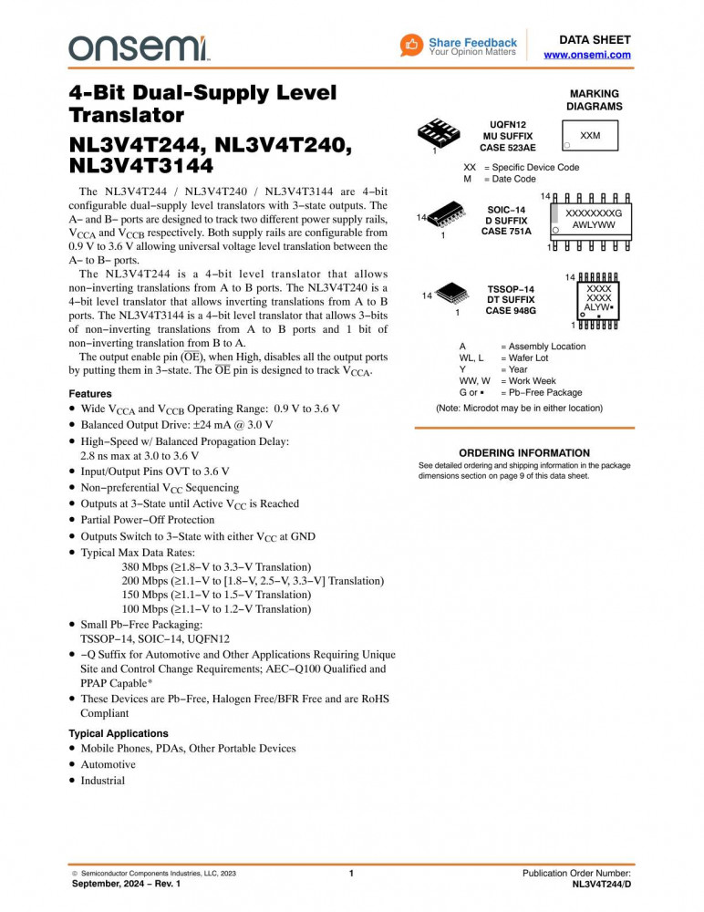 NL3V4T244 datasheet page 1