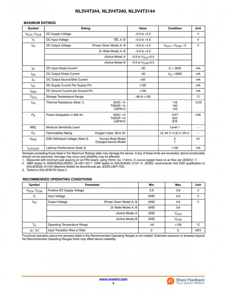 NL3V4T244 datasheet page 4
