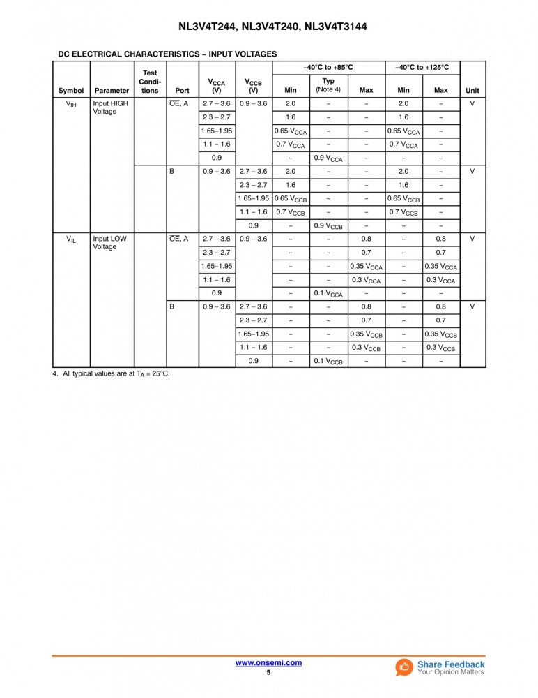 NL3V4T244 datasheet page 5