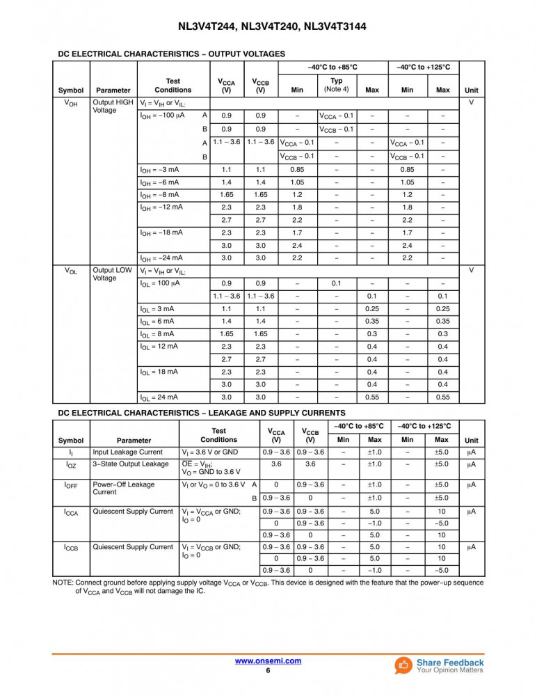 NL3V4T244 datasheet page 6