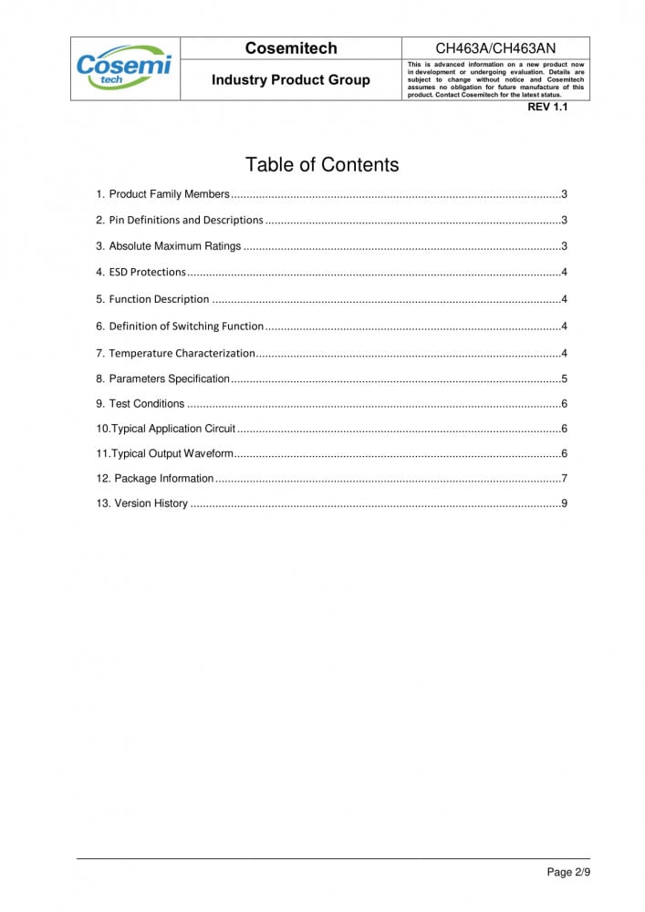 CH463A datasheet page 2
