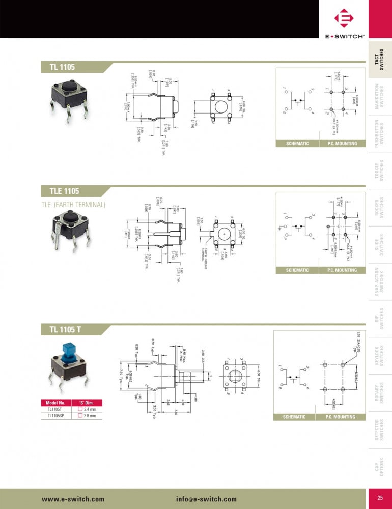 E-Switch TL1105 datasheet page 2