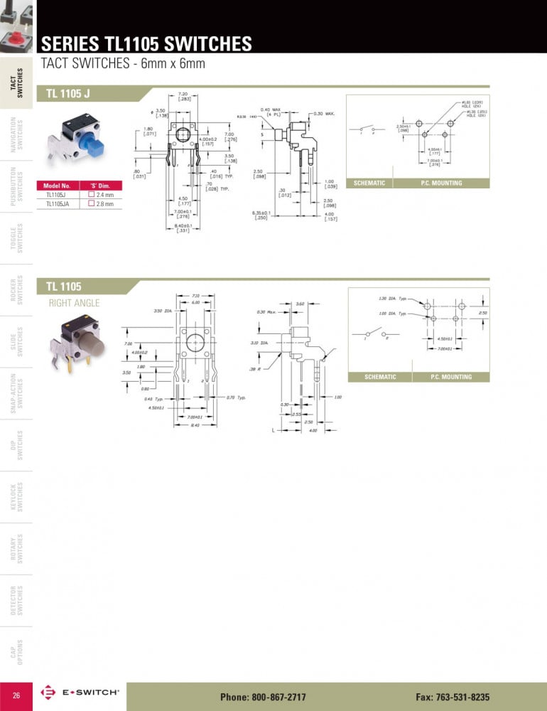 E-Switch TL1105 datasheet page 3