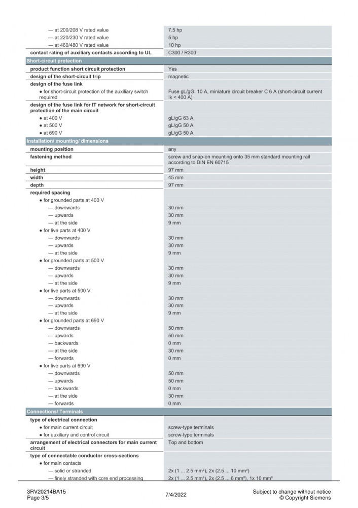 3RV20214BA15 technical document page 3
