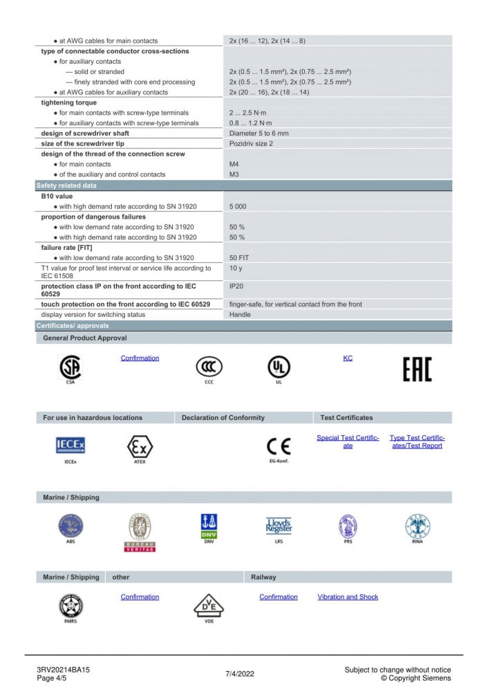 3RV20214BA15 technical document page 4