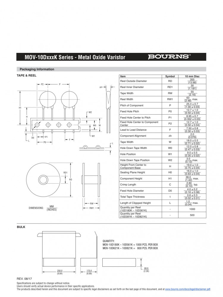 Bourns MOV-10D101K datasheet page 4