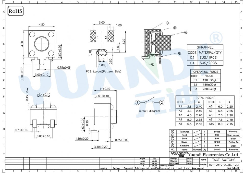 Yuandi TS-1091C-A4B3-D2 technical drawing preview