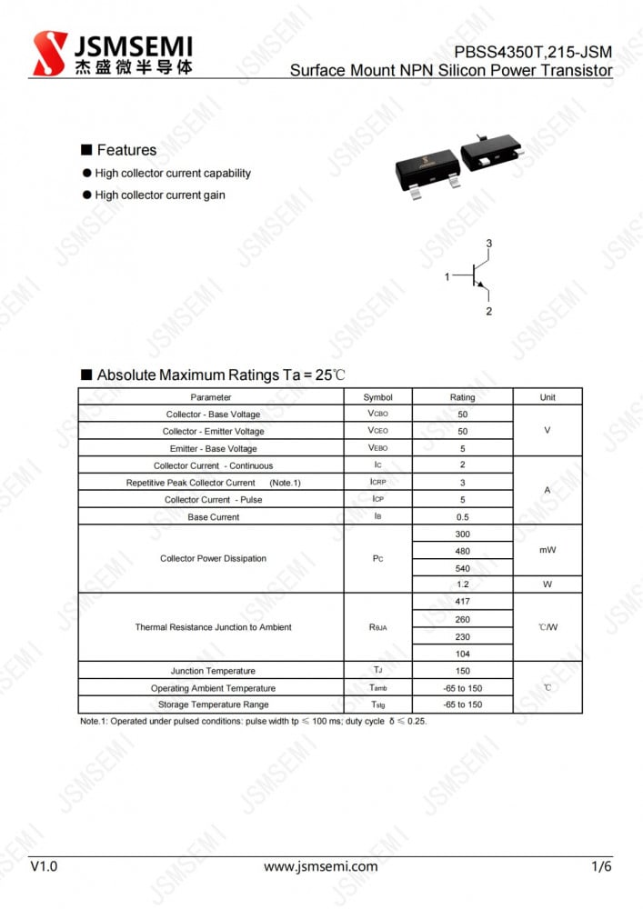 PBSS4350T,215-JSM datasheet page 1