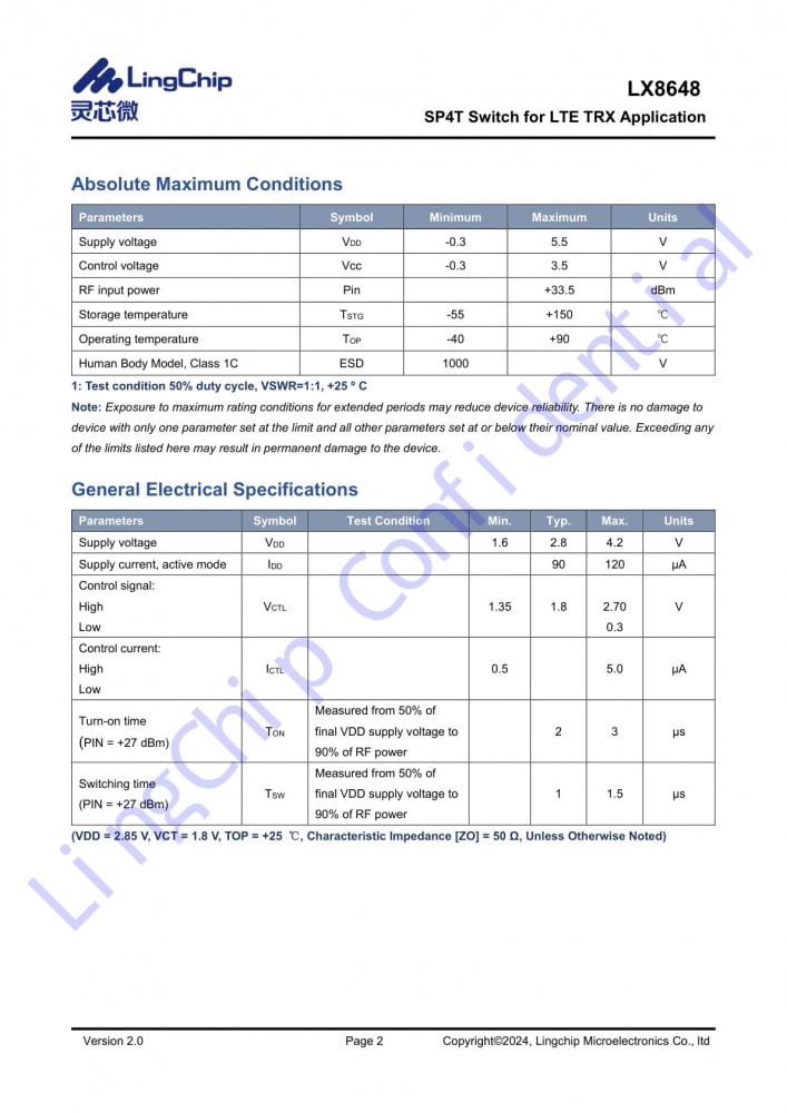 LX8648 datasheet page 2