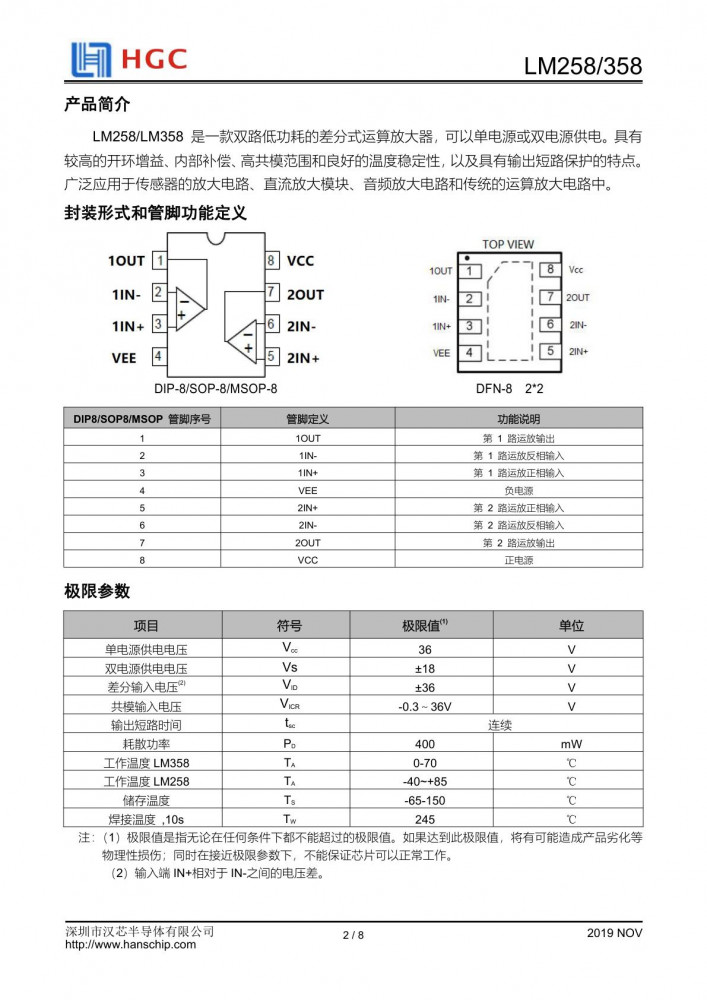 LM258DRG datasheet page 2