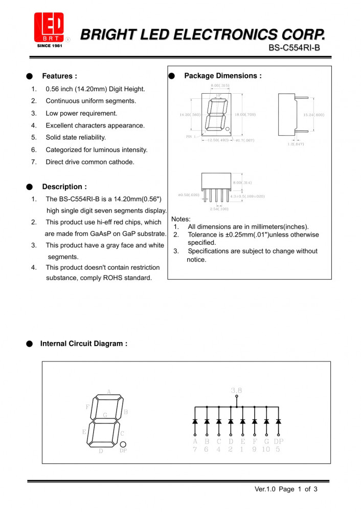 BS-C554RI datasheet page 1