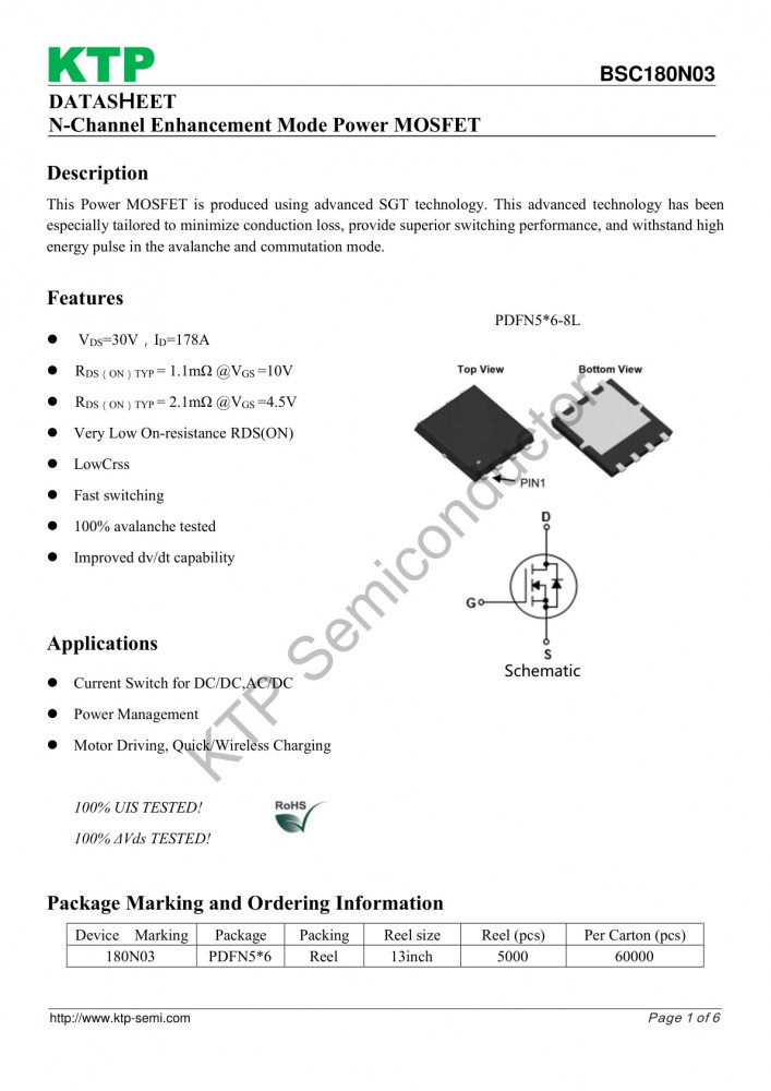BSC180N03 datasheet page 1