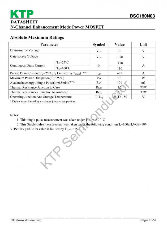 BSC180N03 datasheet page 2