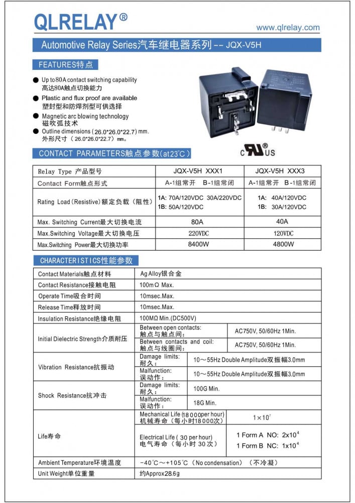 JQX-V5H datasheet page 1