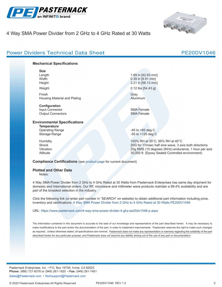 PE20DV1046 technical document page 2