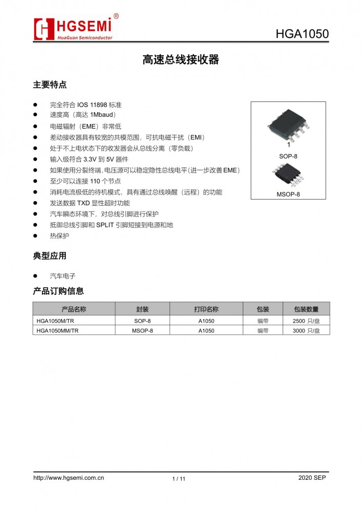 HGA1050M/TR datasheet page 1