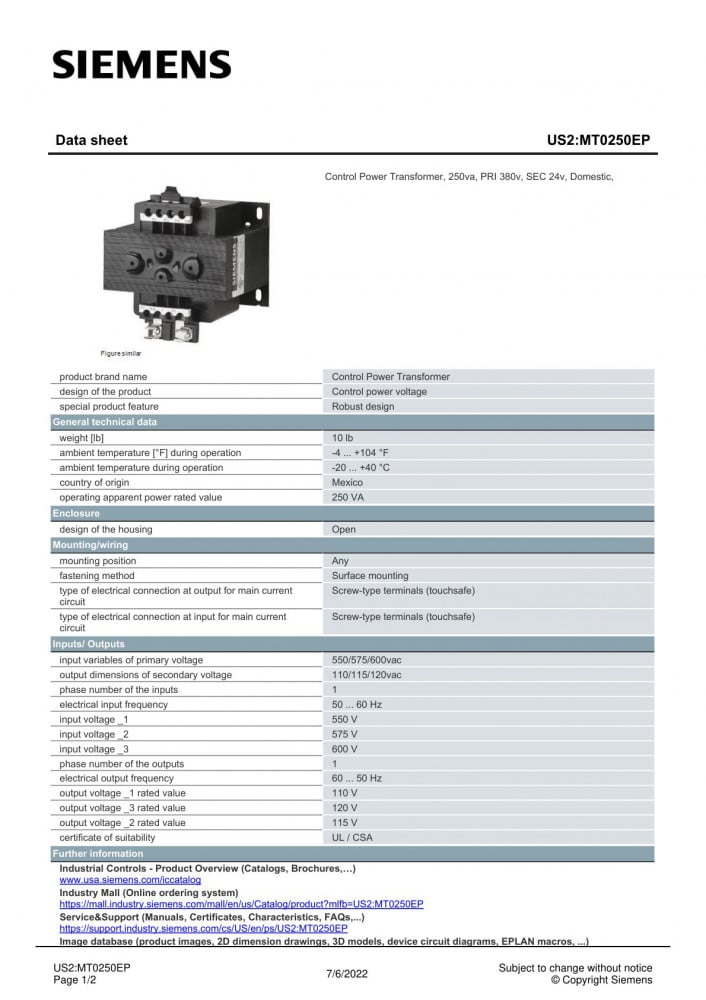 MT0250EP datasheet page 1
