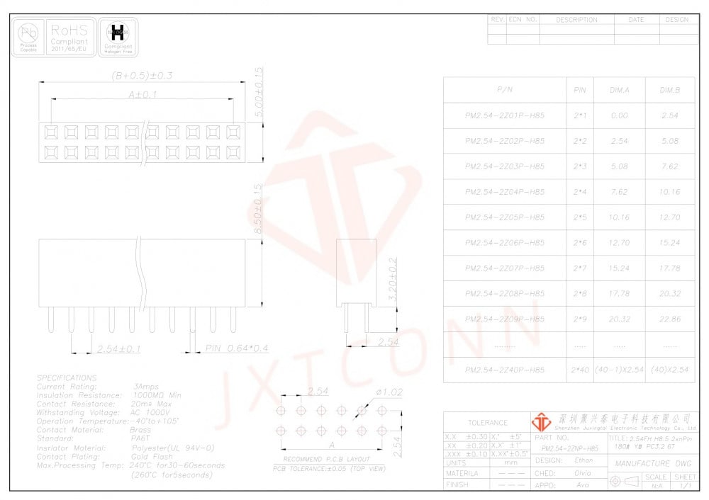 PM2.54-2Z06P-H85 technical drawing and specifications