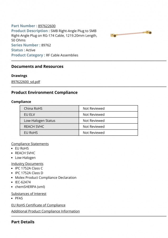 Molex 897622600 drawing page 1