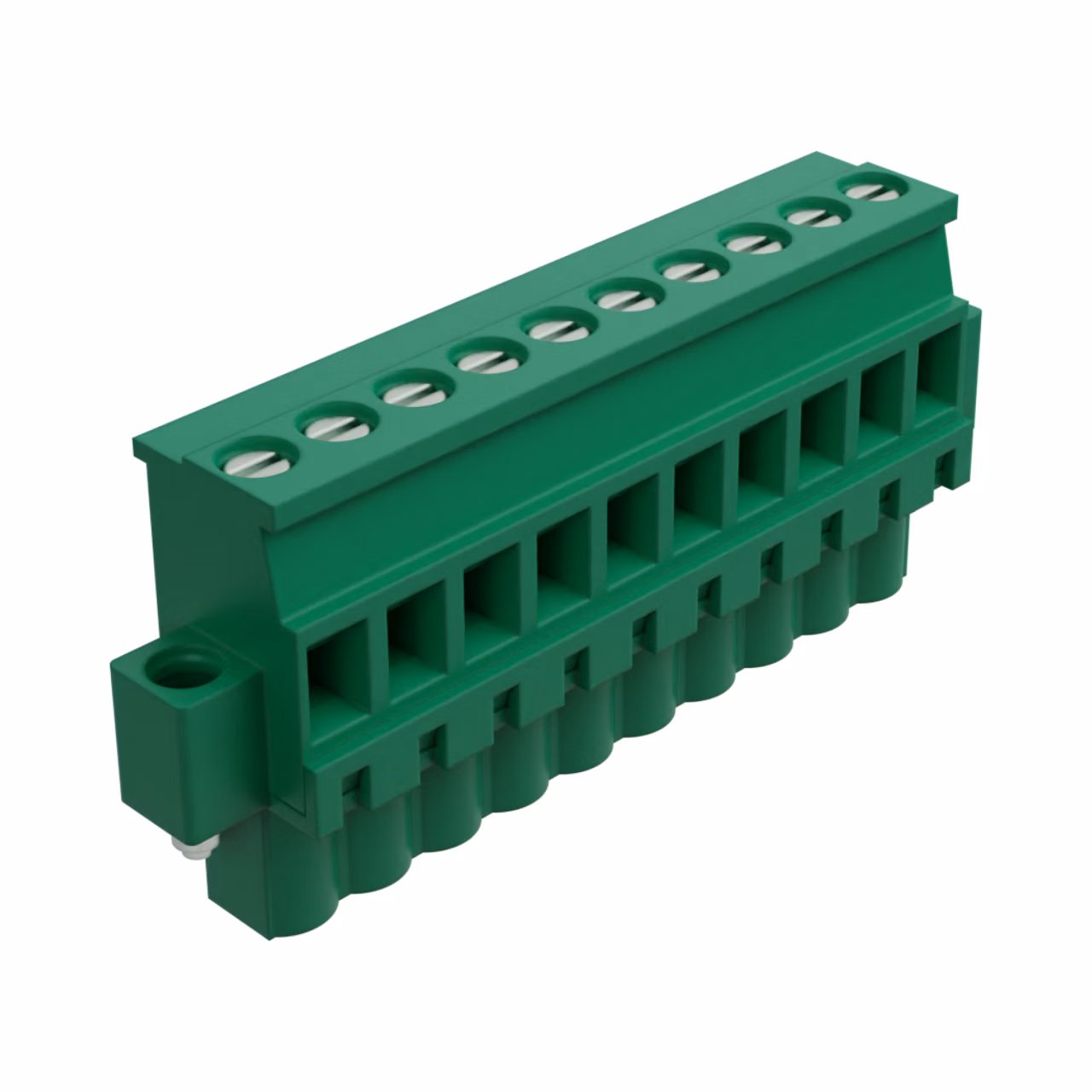 5.00mm Pitch Eurostyle Horizontal Plug, with Retention Screws and Reverse Imprinting, Rear Wire Entry, Green Housing, Gold (Au) Plated, 10  Circuits for sale