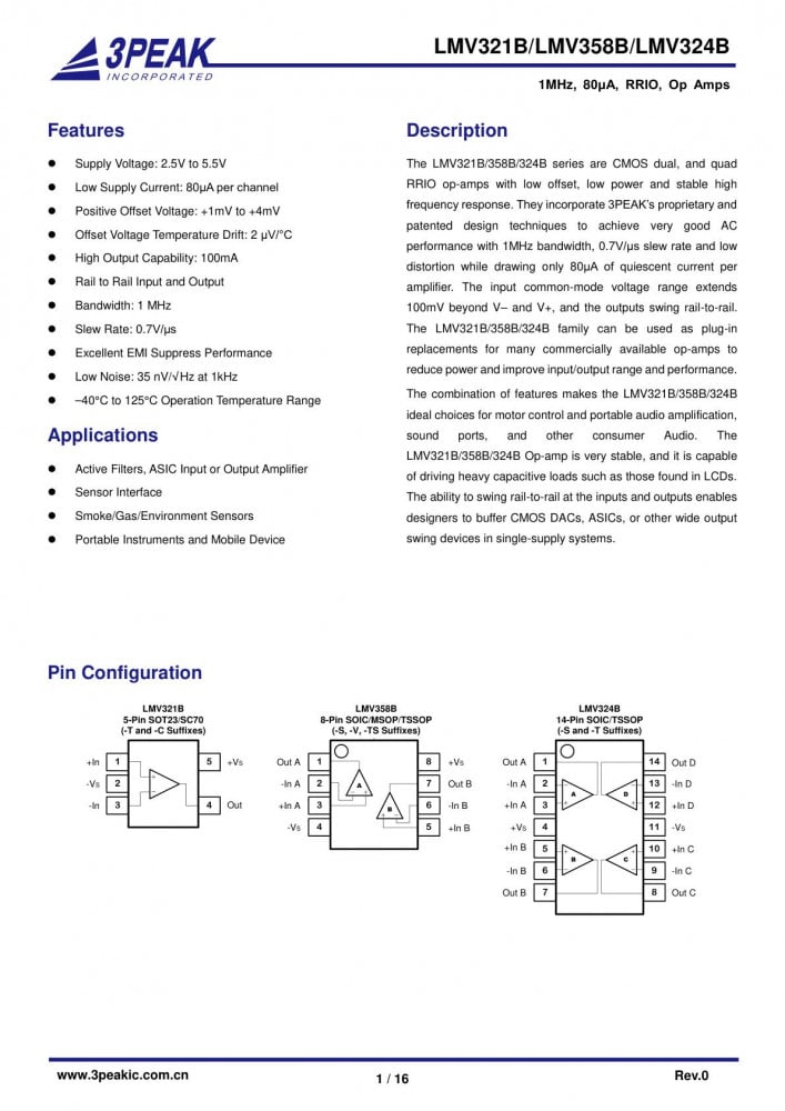 LMV324B-TR datasheet page 1