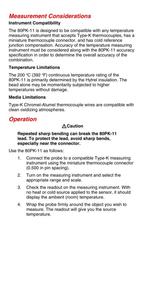 FLUKE 80PK-11 instruction sheet page 2