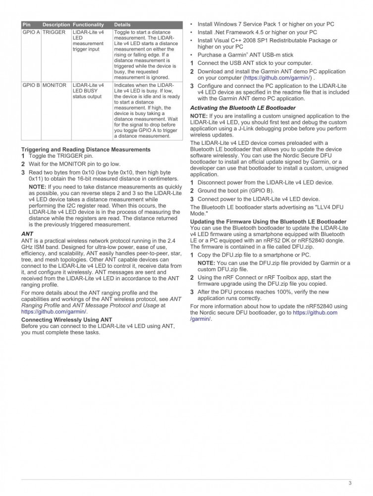 LIDAR-Lite v4 LED manual page 3