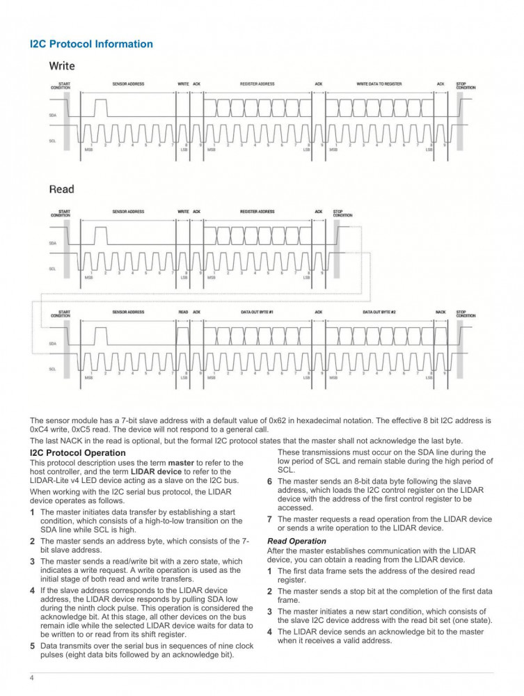 LIDAR-Lite v4 LED manual page 4