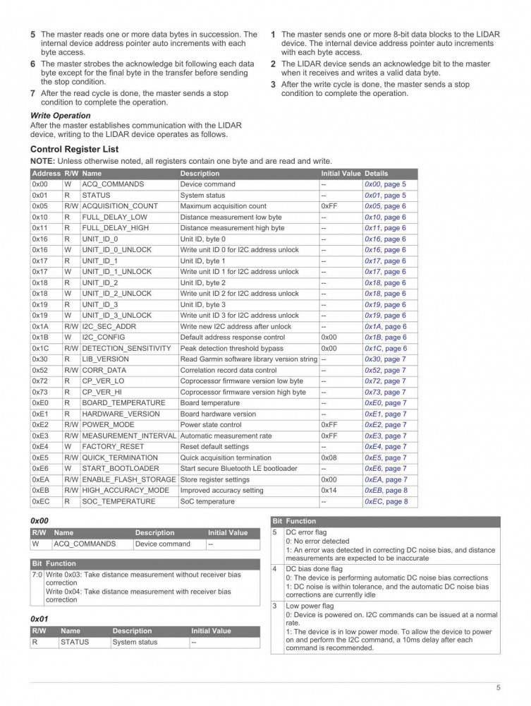 LIDAR-Lite v4 LED manual page 5