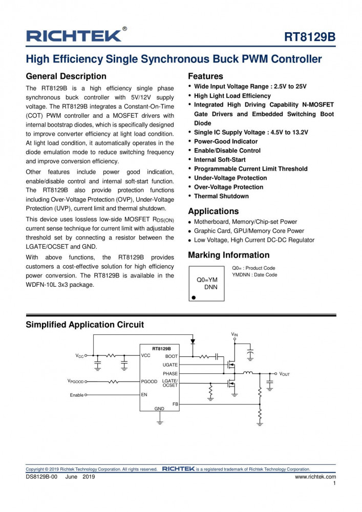 RT8129B datasheet page 1