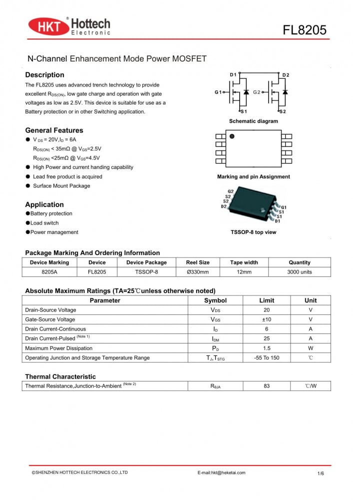FL8205 datasheet page 1
