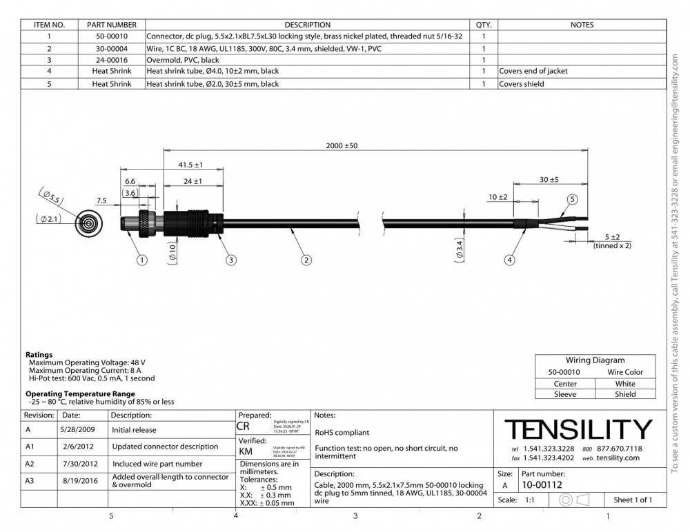Tensility International 10-00112 product drawing