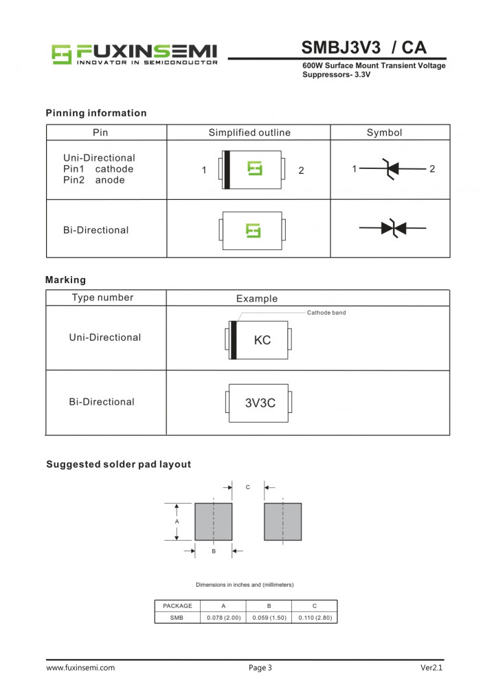 SMBJ3V3 datasheet page 3