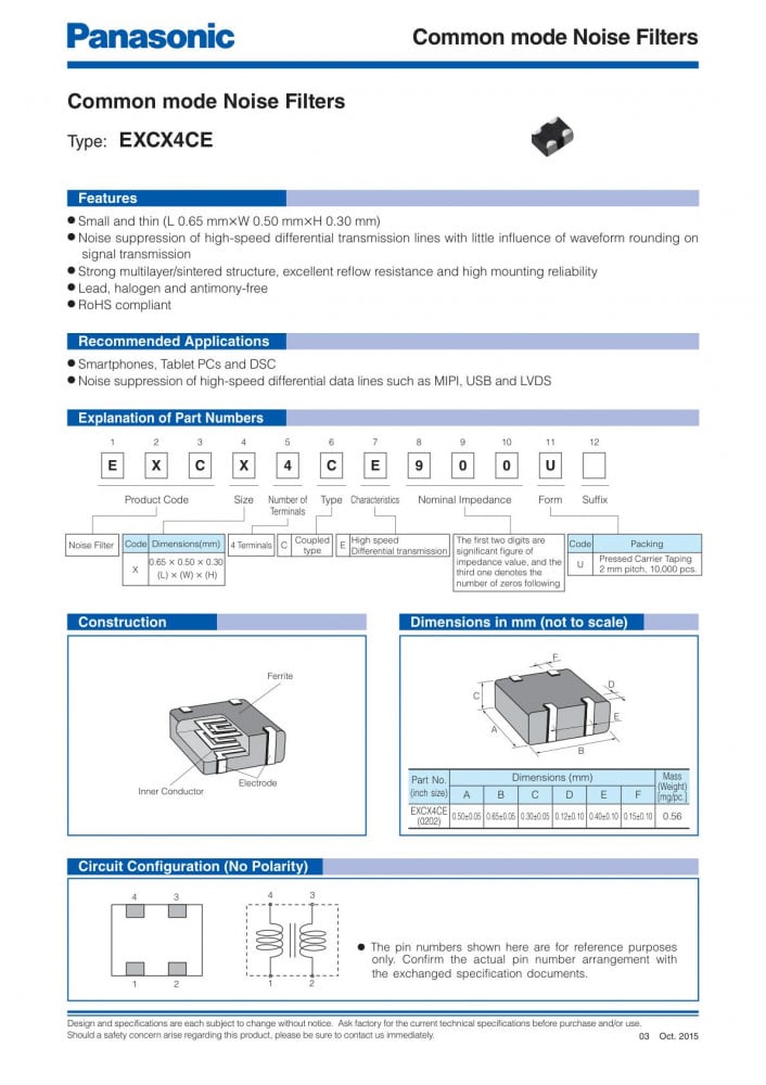 EXCX4CE900U technical document page 1