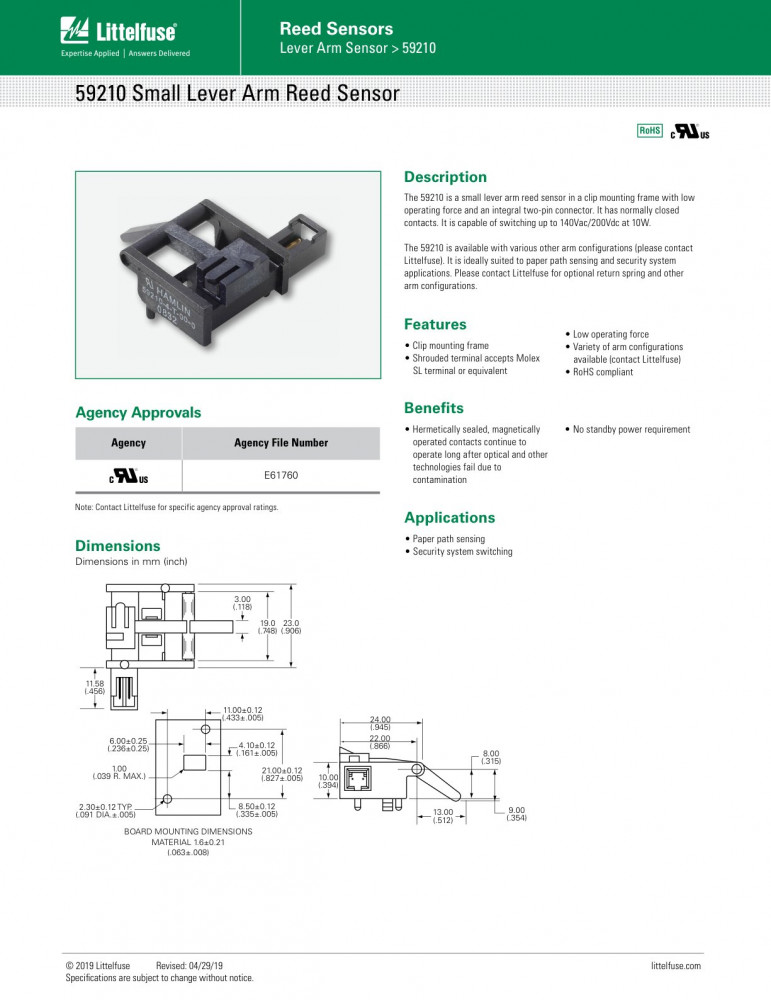 Littelfuse 59210-020 technical document page 1