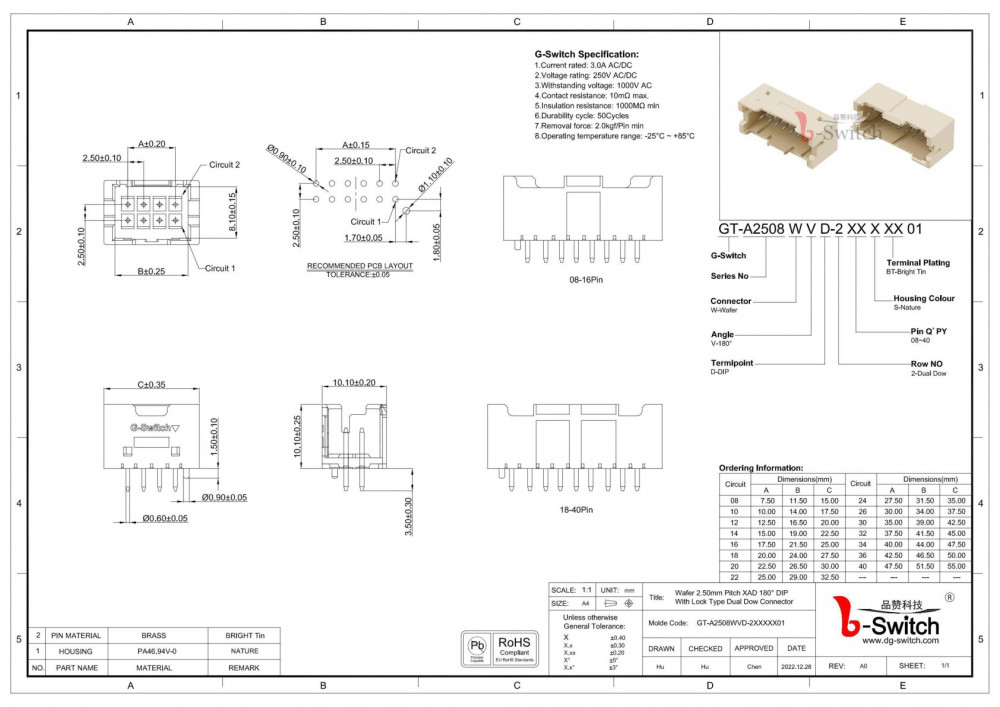 GT-A2508WVD-220SBT01 technical document page