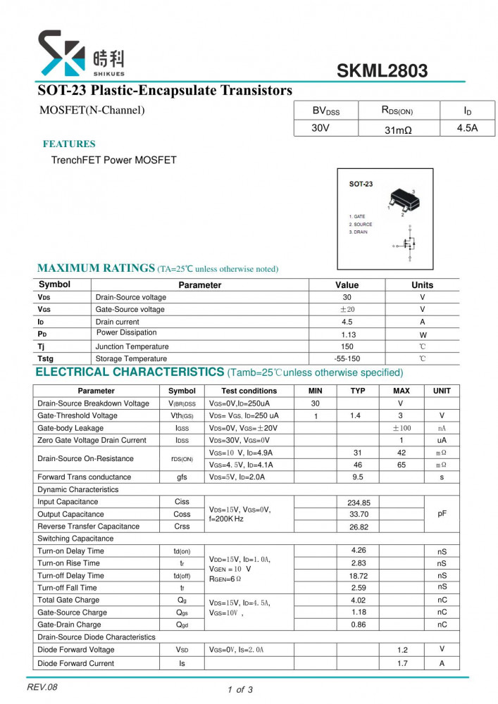 SKML2803 datasheet page 1