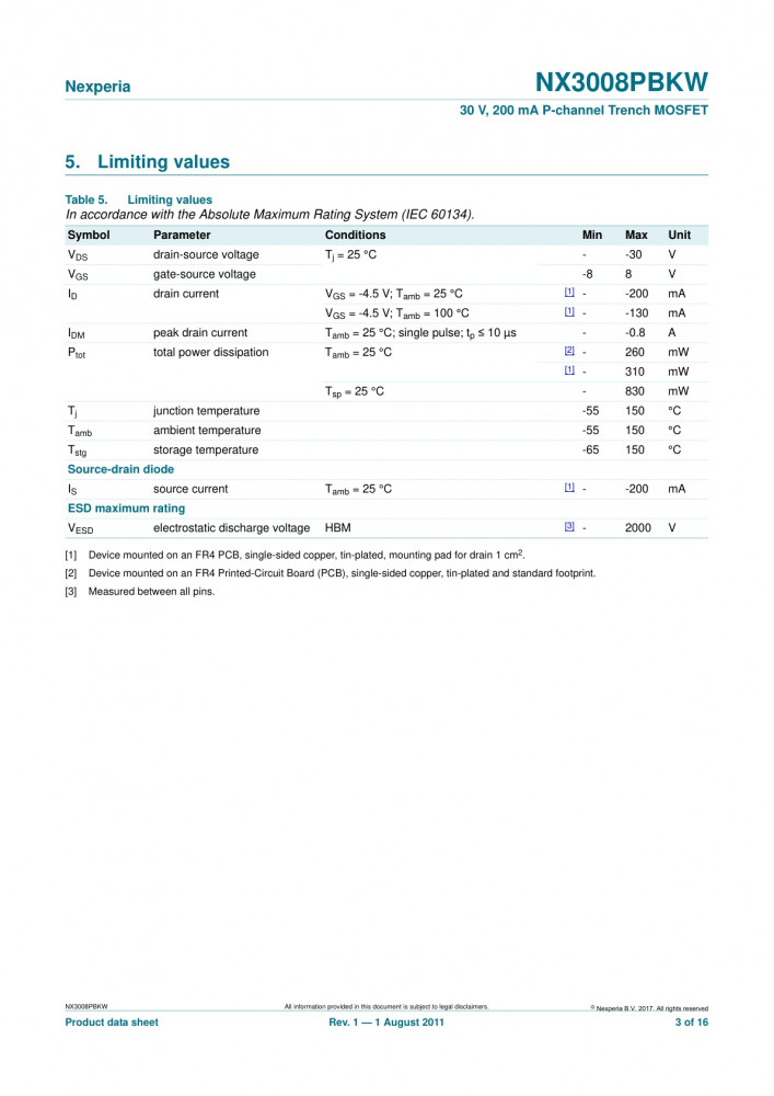 NX3008PBKW datasheet page 3